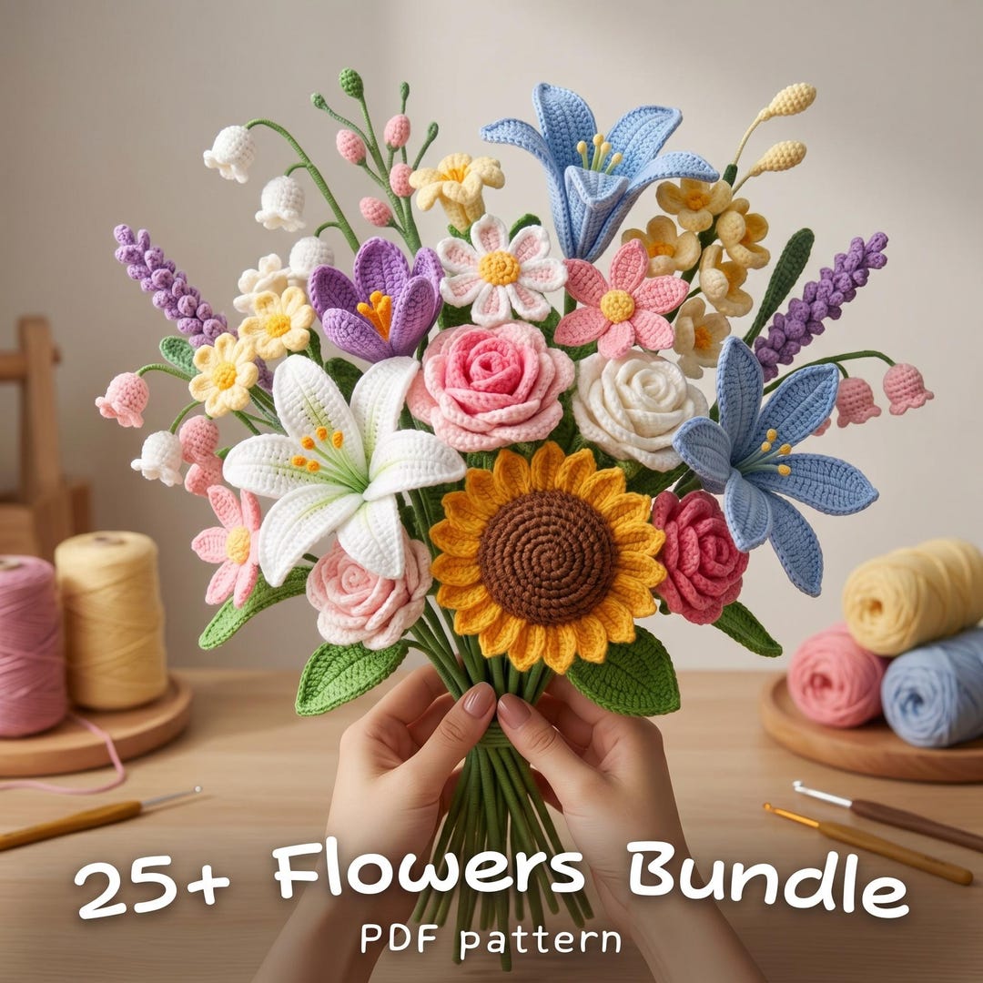 Crochet Flower Pattern Bundle – 25+ Realistic Blooms, PDF Tutorial ...