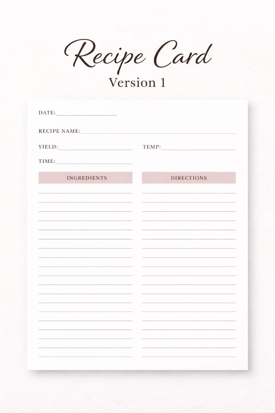 Minimalist Printable Recipe Card Bundle | A4 Kitchen Planner (instant ...