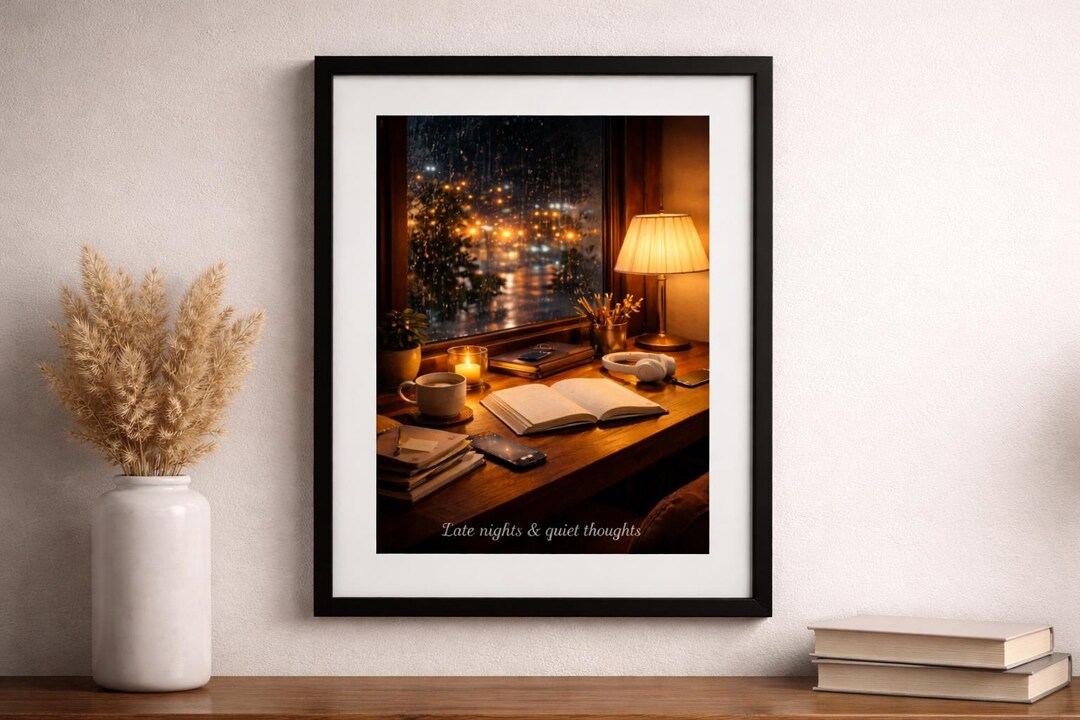Cozy Reading Nook Poster | Fine Art Poster, Rainy Window Night - Etsy