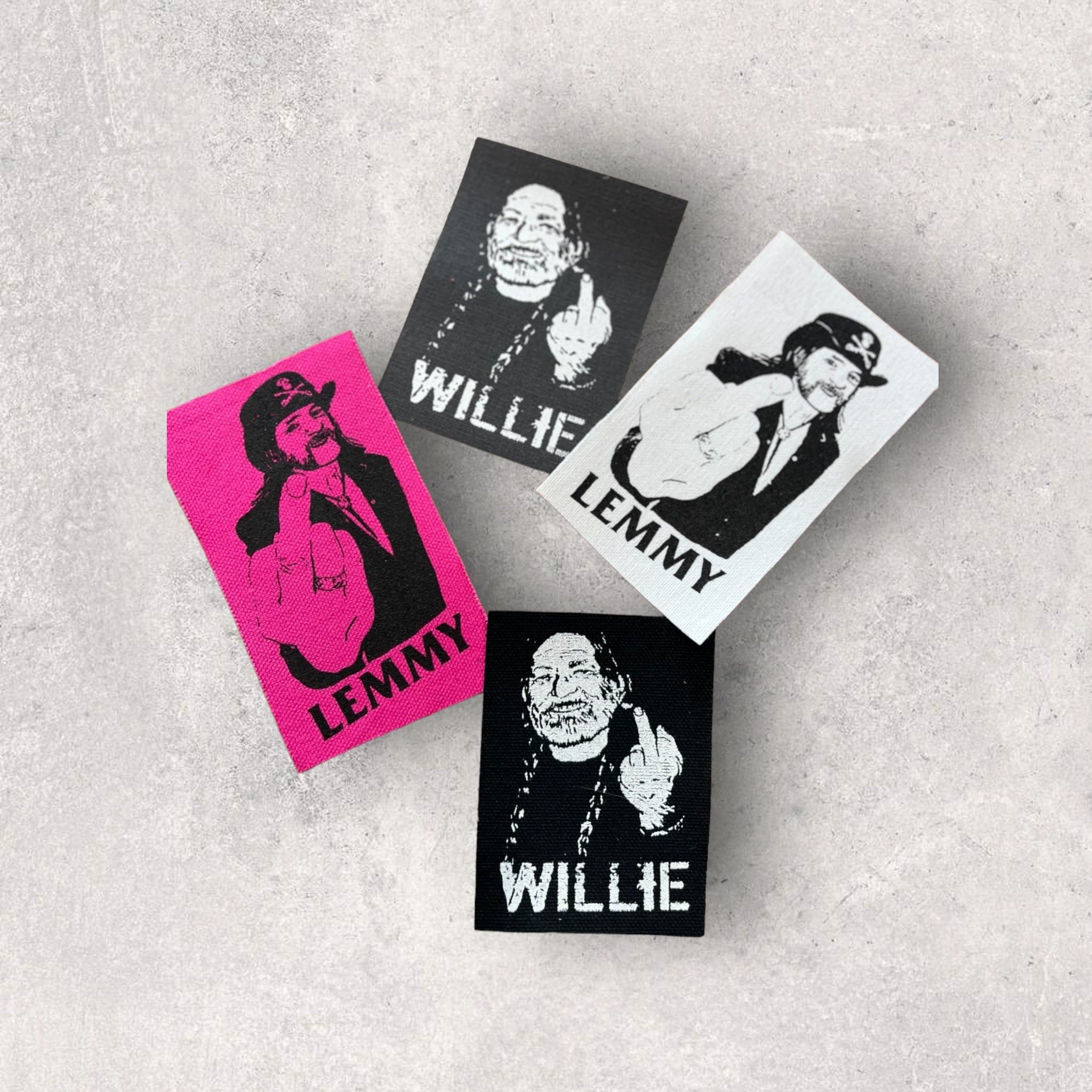 Lemmy Kilmister & Willie Nelson Patch Set, Hand-screenprinted Iron-on ...