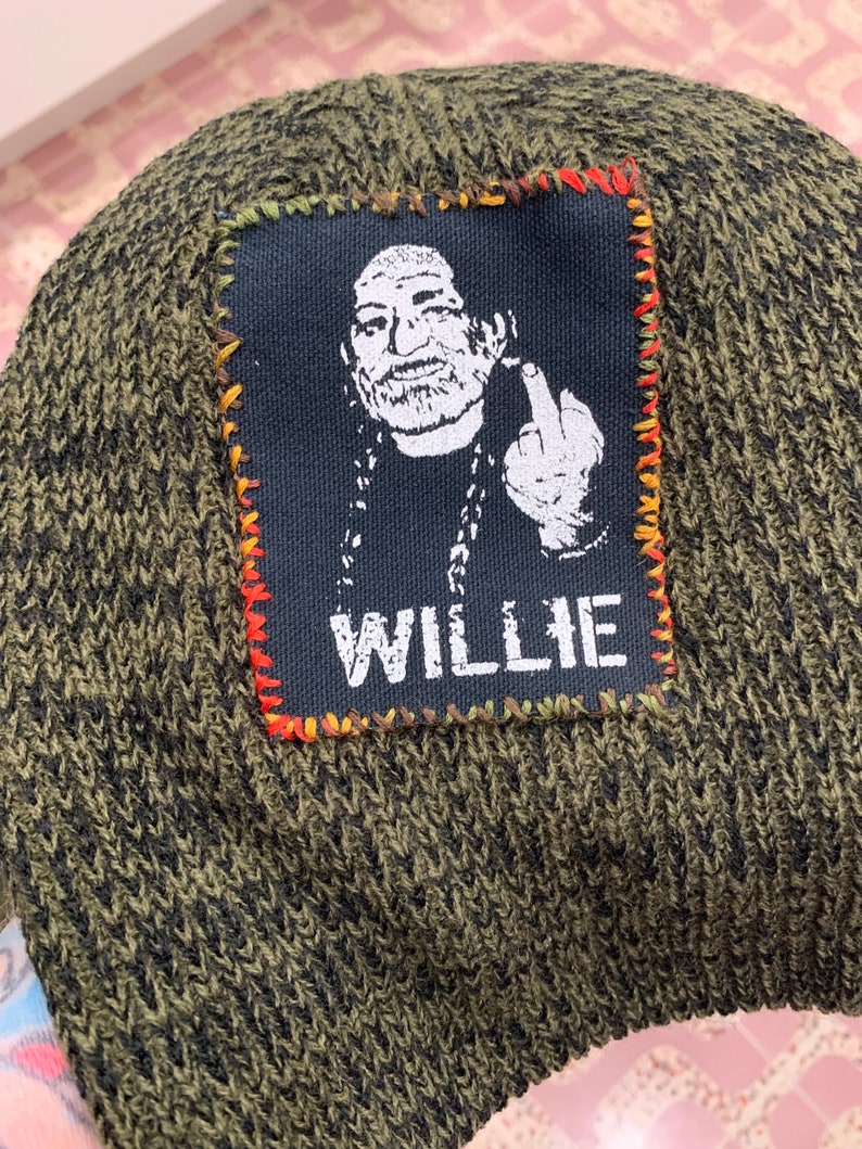 Willie Nelson Middle Finger Handmade Canvas Patch Soft Cotton - Etsy