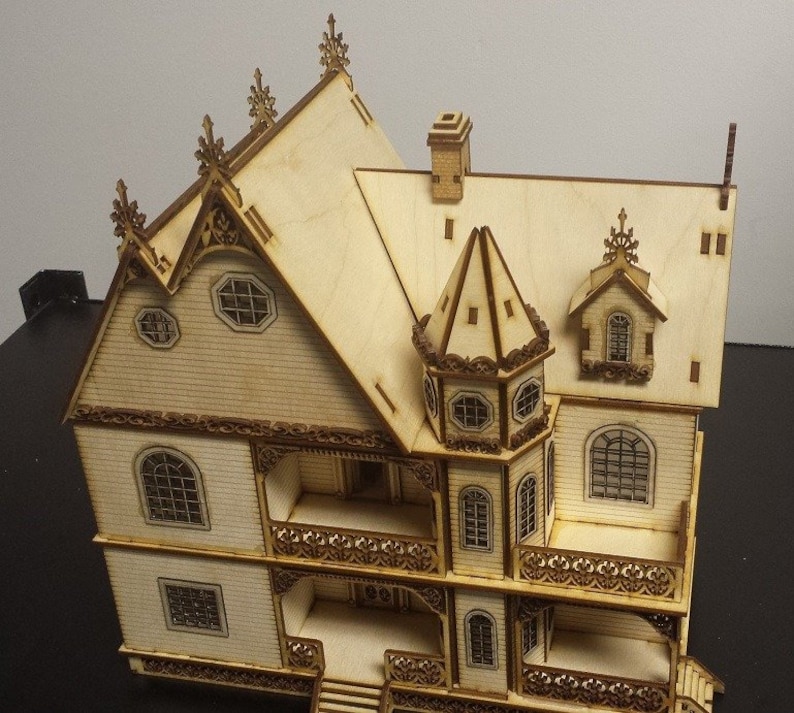 1:48 Wooden Dollhouse Kit, Grace Mansion, Gorgeous Gothic Victorian ...