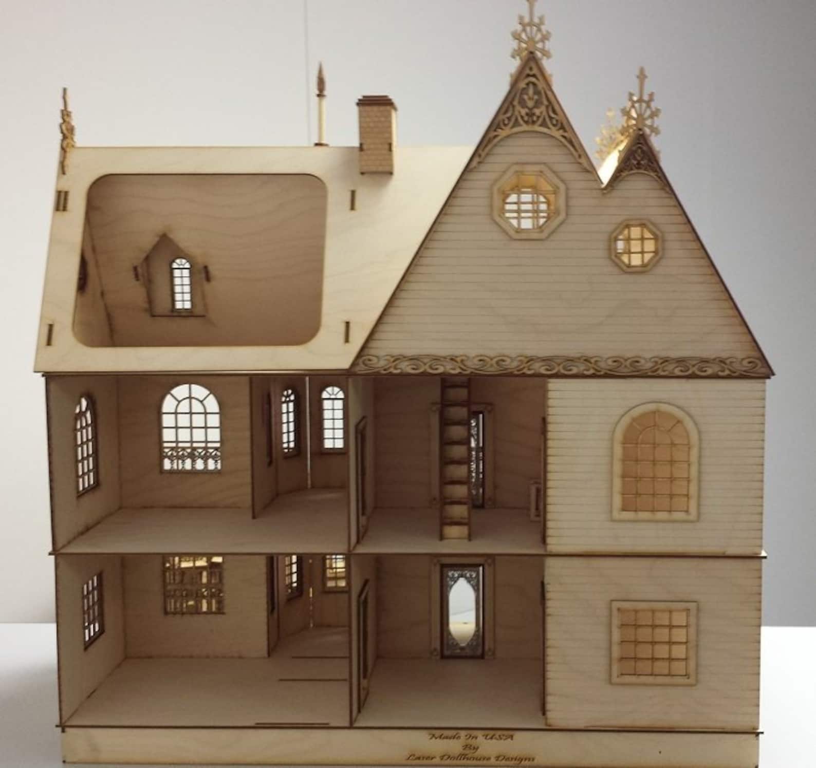 1:24 Wooden Dollhouse KIT, Gothic Victorian Mansion, Half Inch Scale - Etsy