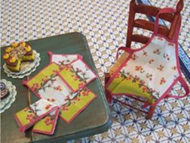 Dollhouse Miniature Cerise Apron With Dish Towels DIY Kit, 1:12 Scale ...