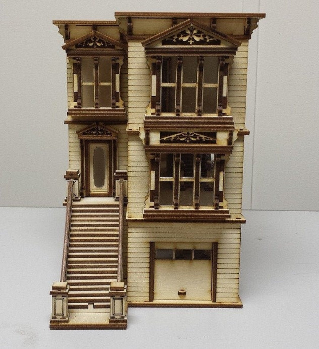1:48 Wooden Dollhouse Kit, San Francisco Painted Lady, Quarter Inch ...