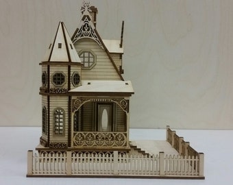 1:48 Wooden Dollhouse Kit, Gorgeous Victorian Wooden Dollhouse Kit ...