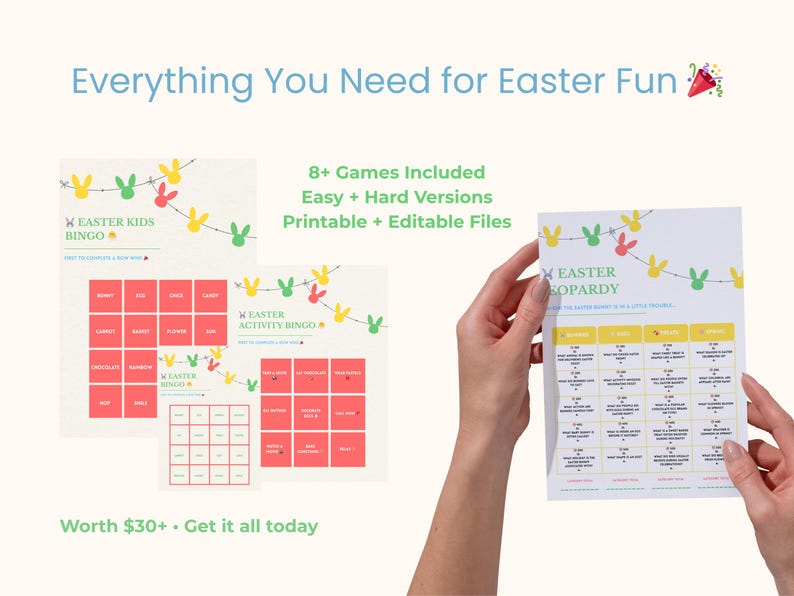 Easter Games Bundle Canva Editable Printable Party Games for Kids ...