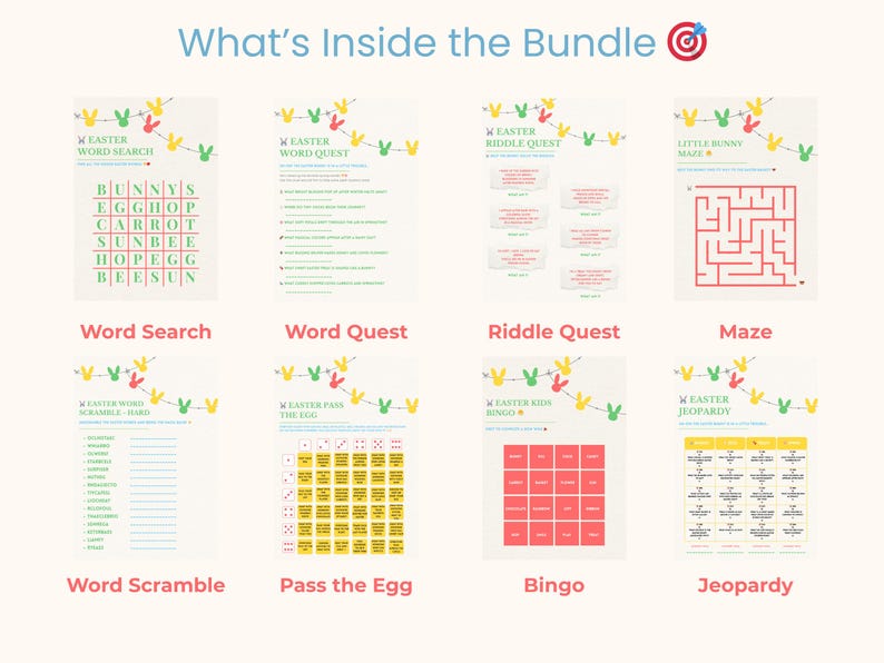 Easter Games Bundle Canva Editable Printable Party Games for Kids ...