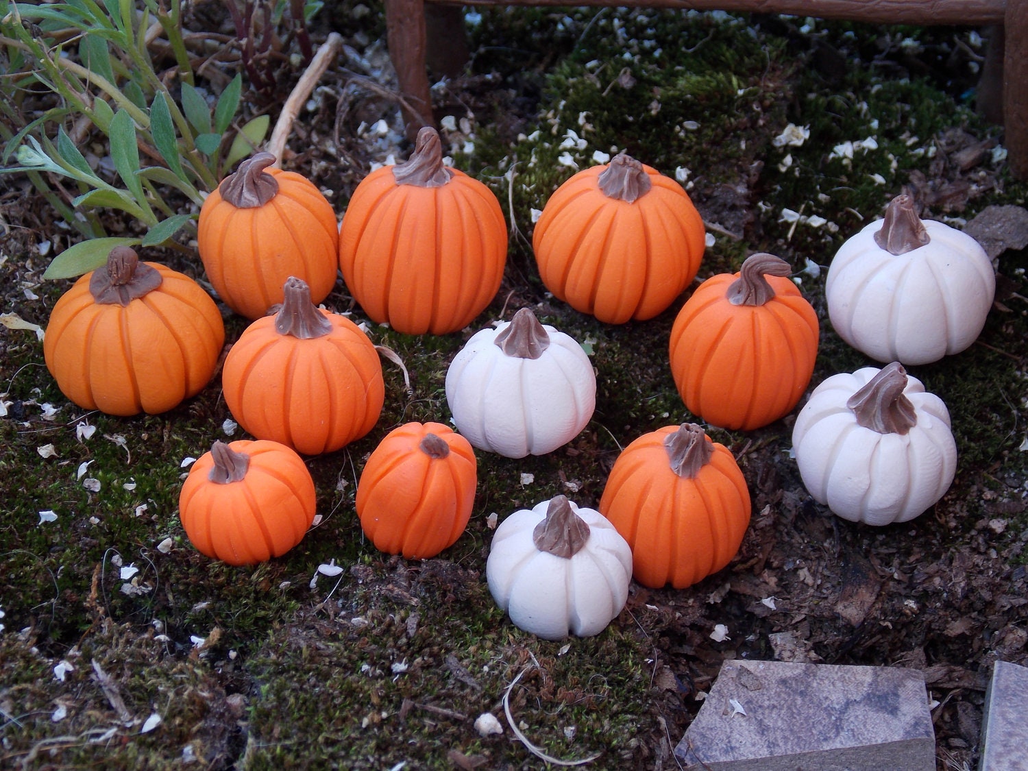 9 Fall Miniature Pumpkins in Orange and White - Etsy