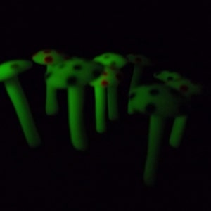10 Glow-in-the-dark Miniature Fairy Garden Mushrooms With Floral Wire ...