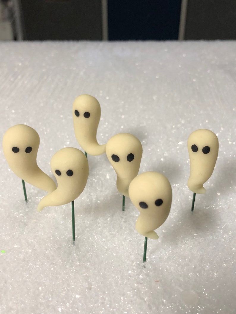 6 Miniature Fairy Garden Ghosts, Halloween Village Miniature, Moss ...