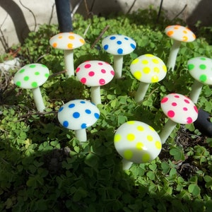 10 Glow-in-the-dark Miniature Fairy Garden Mushrooms With Floral Wire ...