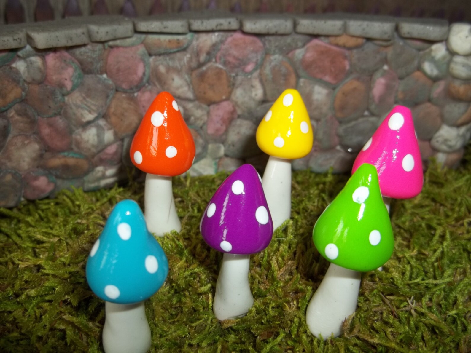 Fairy Garden Mushrooms Set of 6 Bright Colored Terrarium - Etsy