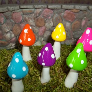 Fairy Garden Mushrooms Set of 6 Bright Colored Terrarium Accessories ...