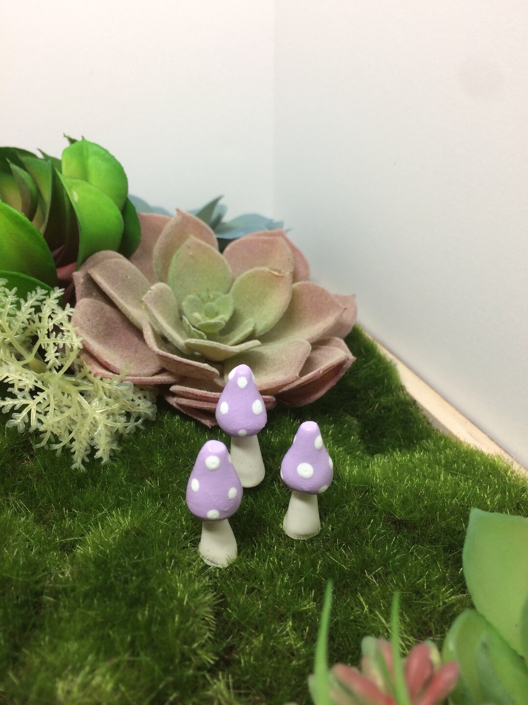 Set of 3 Light Purple Fairy Garden Mushrooms Miniature Terrarium ...