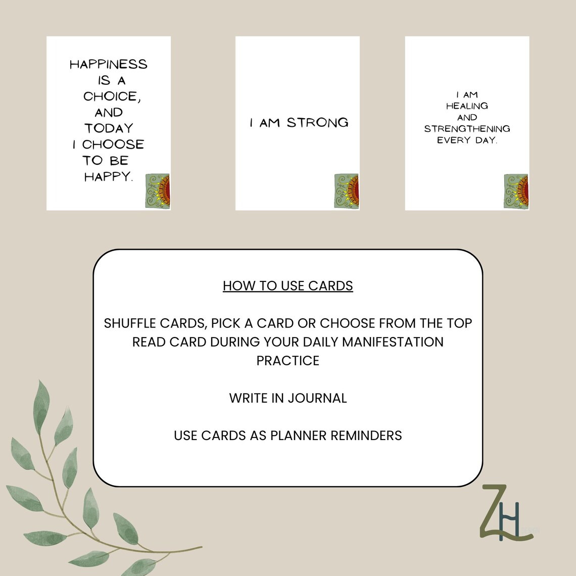 Positive Vibes Card Deck - Instant Download - Etsy