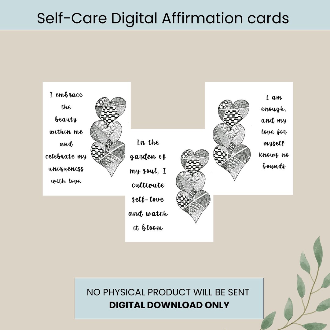 Black and White Self-love Affirmation Deck - Etsy
