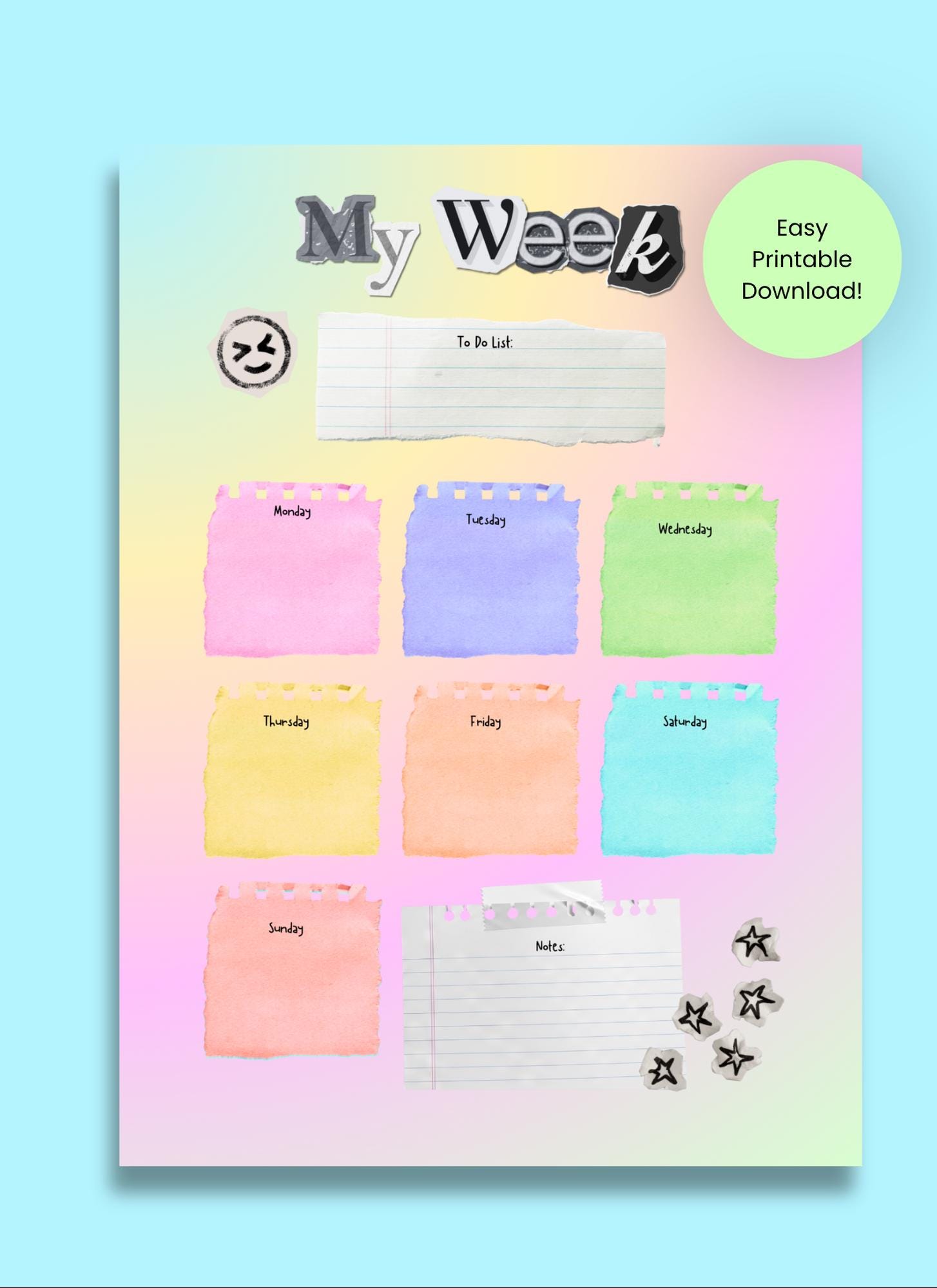 Colorful My Weekly Planner Printable - Etsy