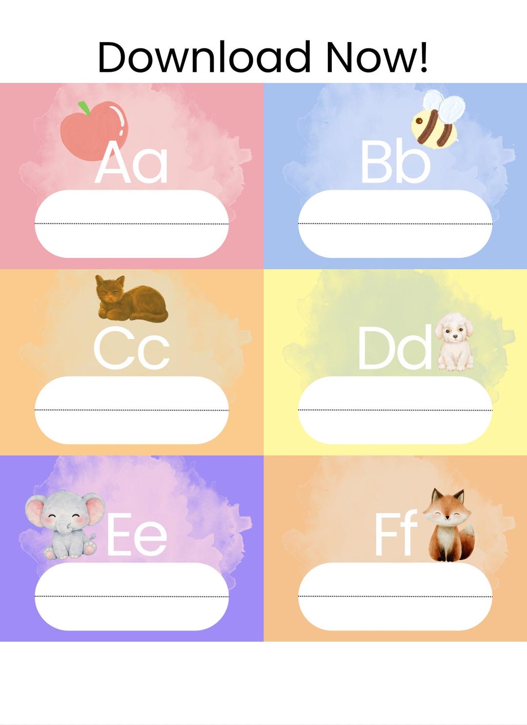 Colorful ABC Flash Card Download - Etsy