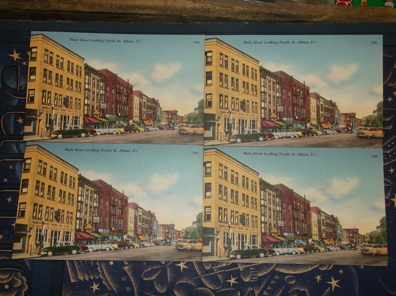 Lot of Four Vintage Linen Postcards Main Street Looking North - Etsy