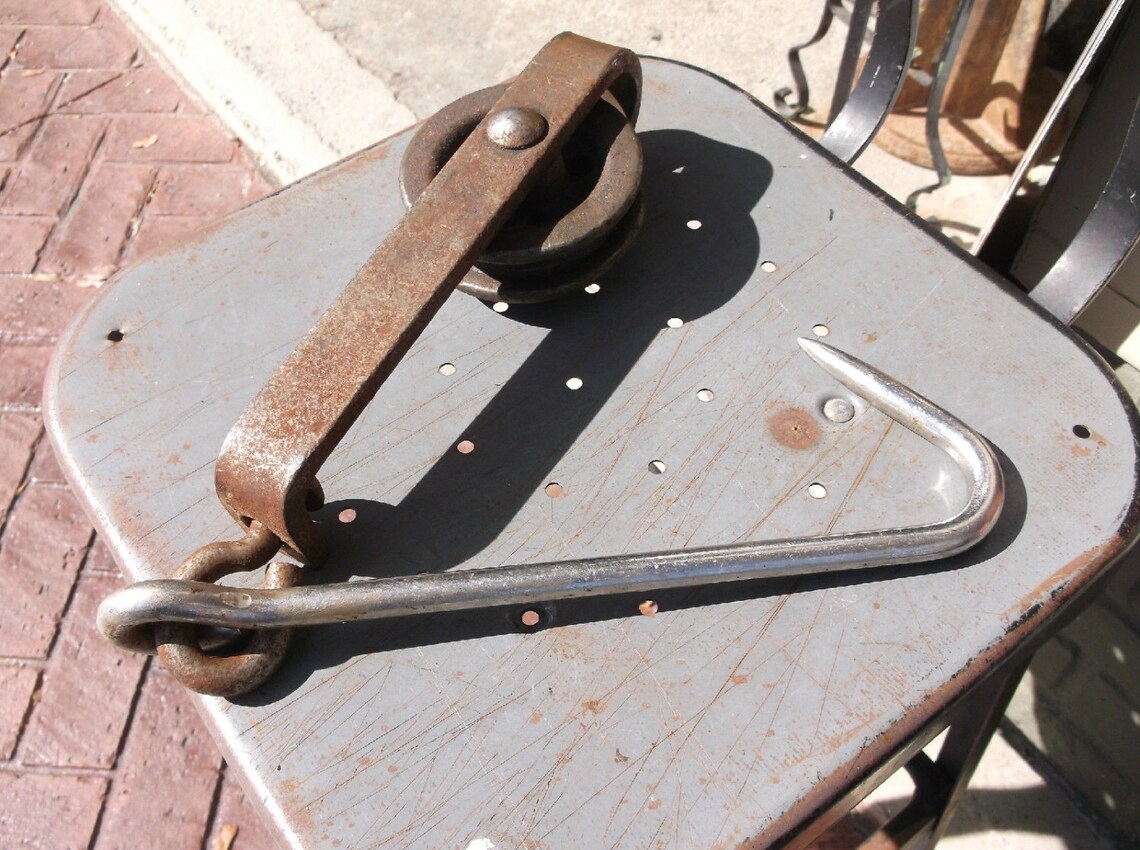 Vintage Meat Hook Roller With Stainless Steel Repurpose - Etsy