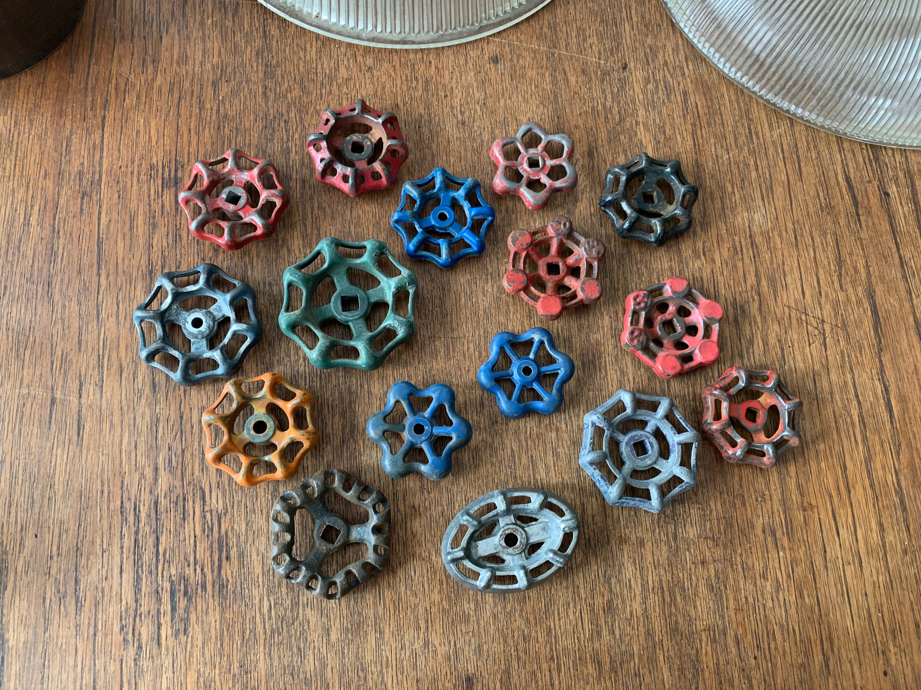 Assemblage of 16 Vintage Gate Valve Handles - Industrial Steampunk ...