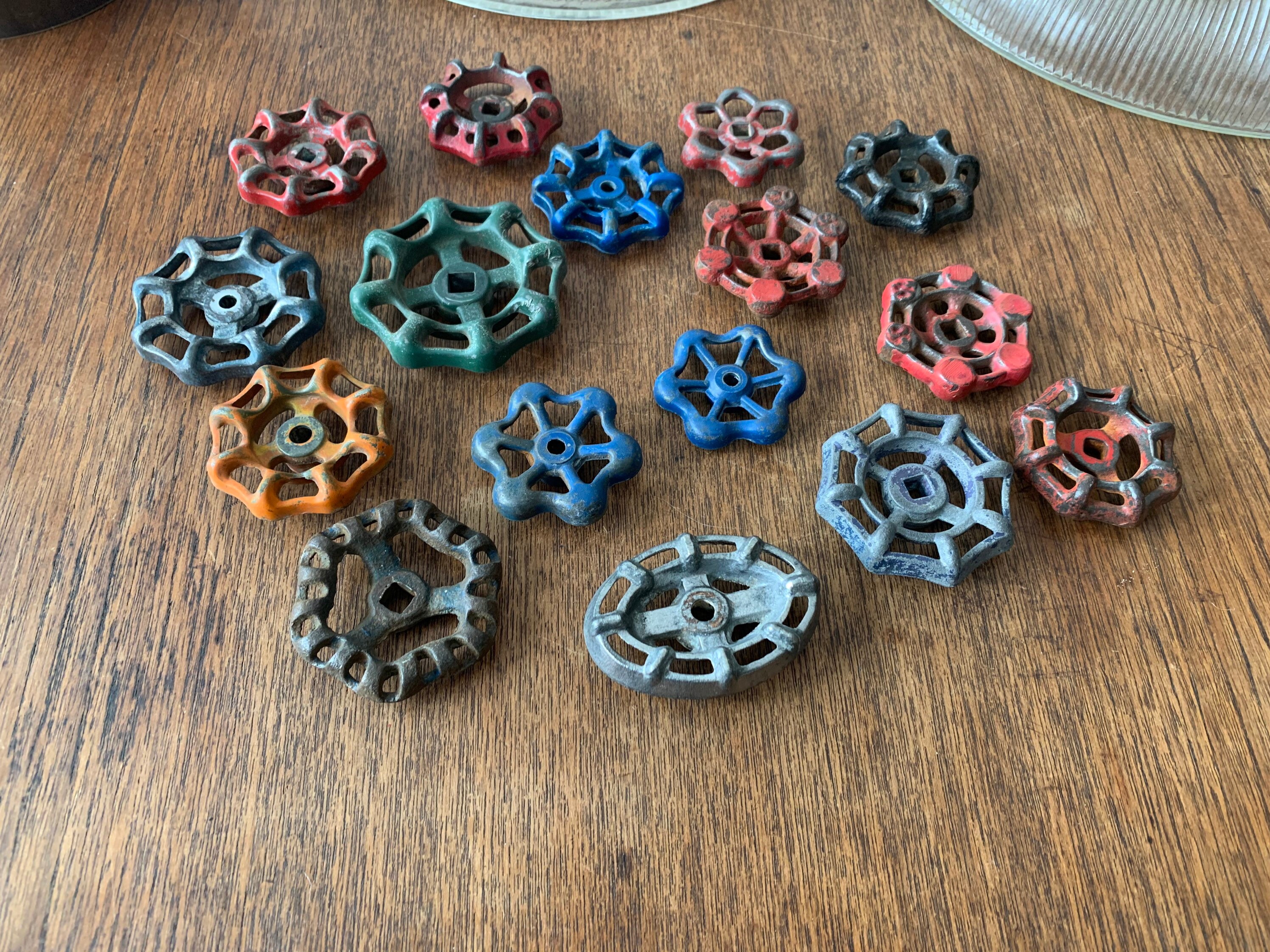 Assemblage of 16 Vintage Gate Valve Handles - Industrial Steampunk ...