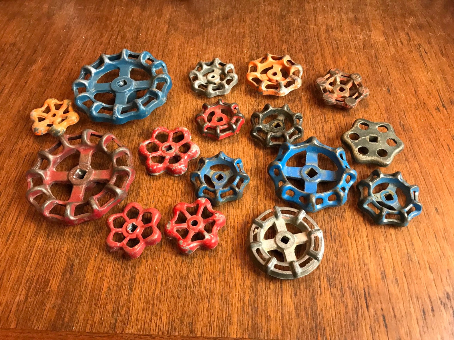Assemblage of 16 Vintage Gate Valve Handles - Industrial Steampunk ...