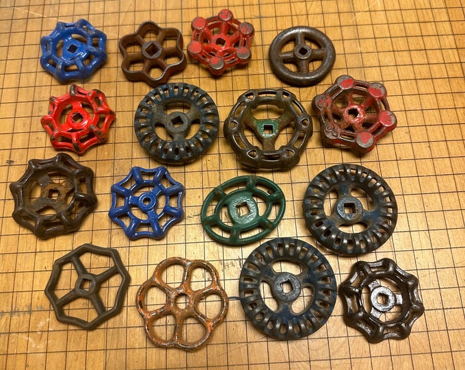 Assemblage of 16 Vintage Gate Valve Handles - Industrial Steampunk ...