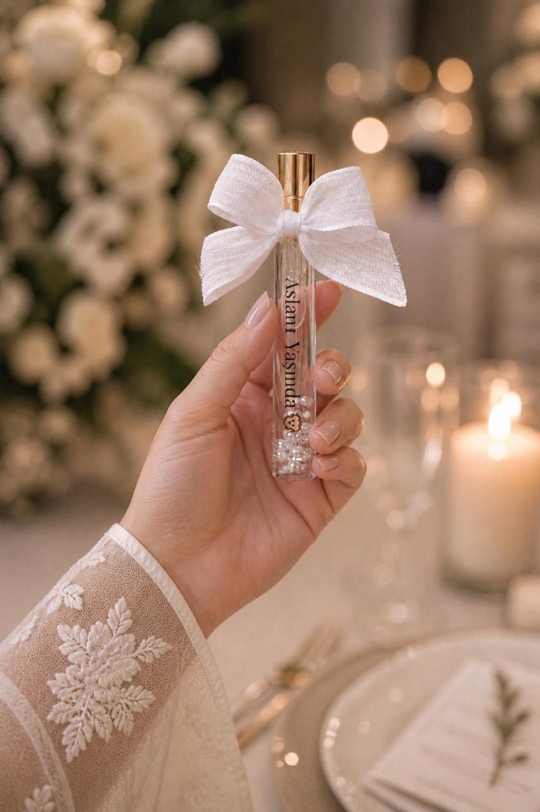 Personalized Empty Pearl Cologne Vial Favors, Wedding Bridal Baby ...