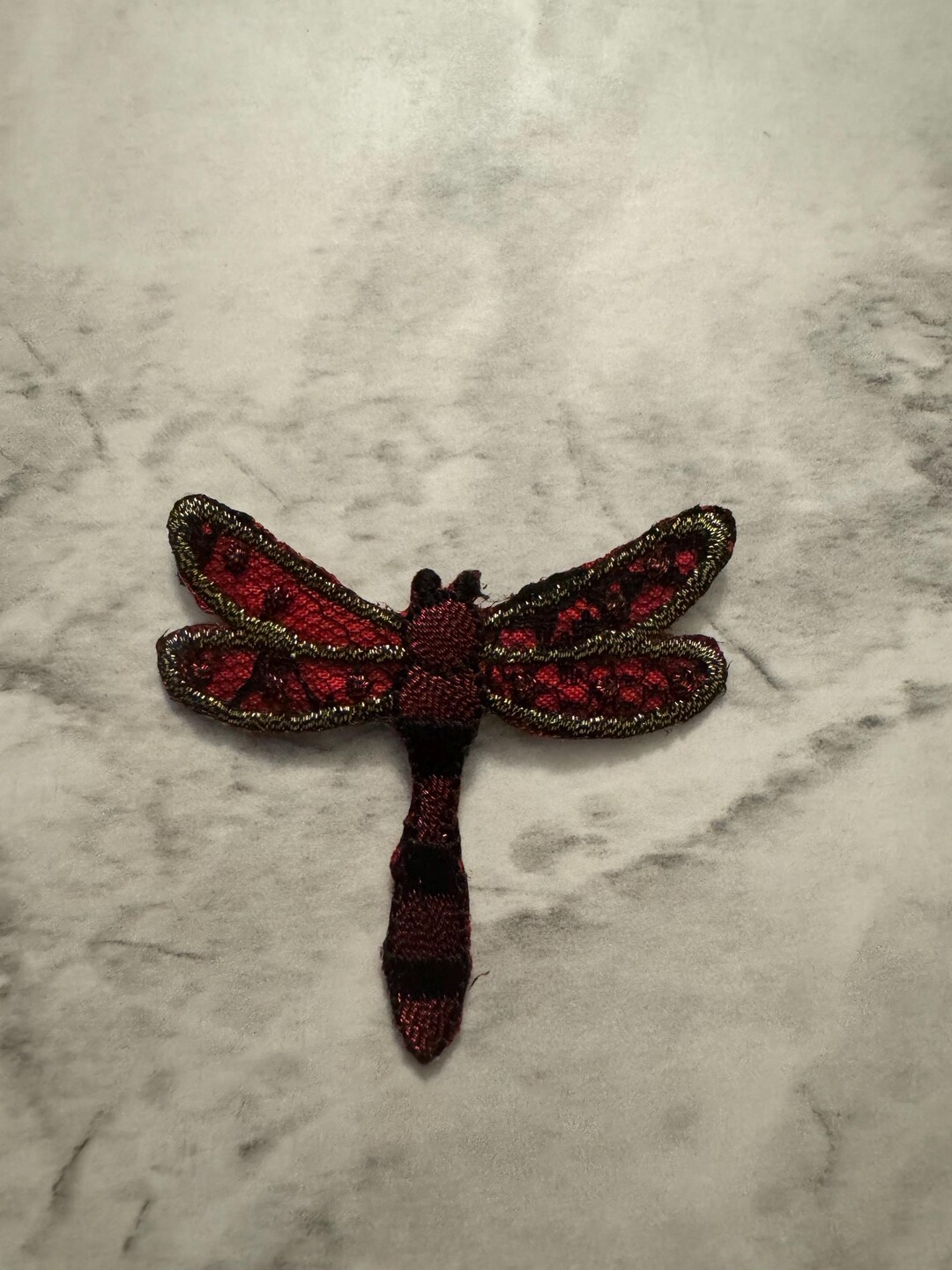 Red and Black Lace Dragonfly Patch - Etsy