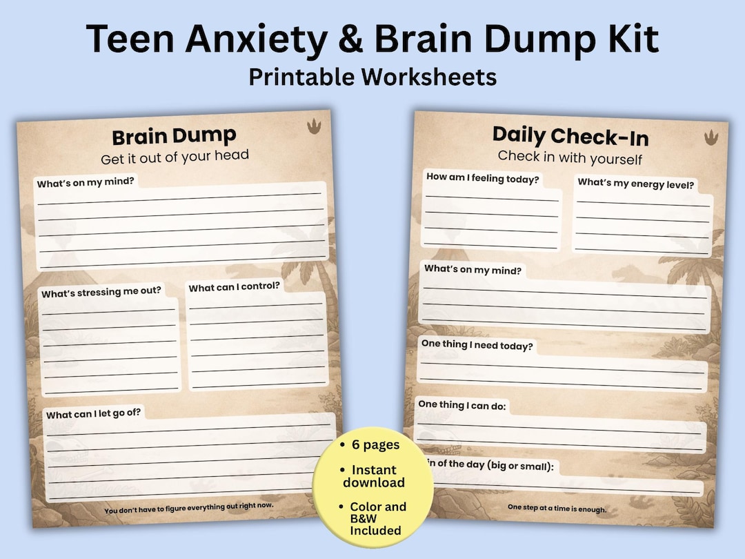 Kids Brain Dump Worksheet | Emotional Regulation Printable | Daily ...