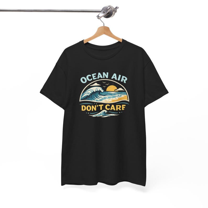 Ocean Air Don't Care Tee | Wave Sunset Surf Graphic Tee - Etsy