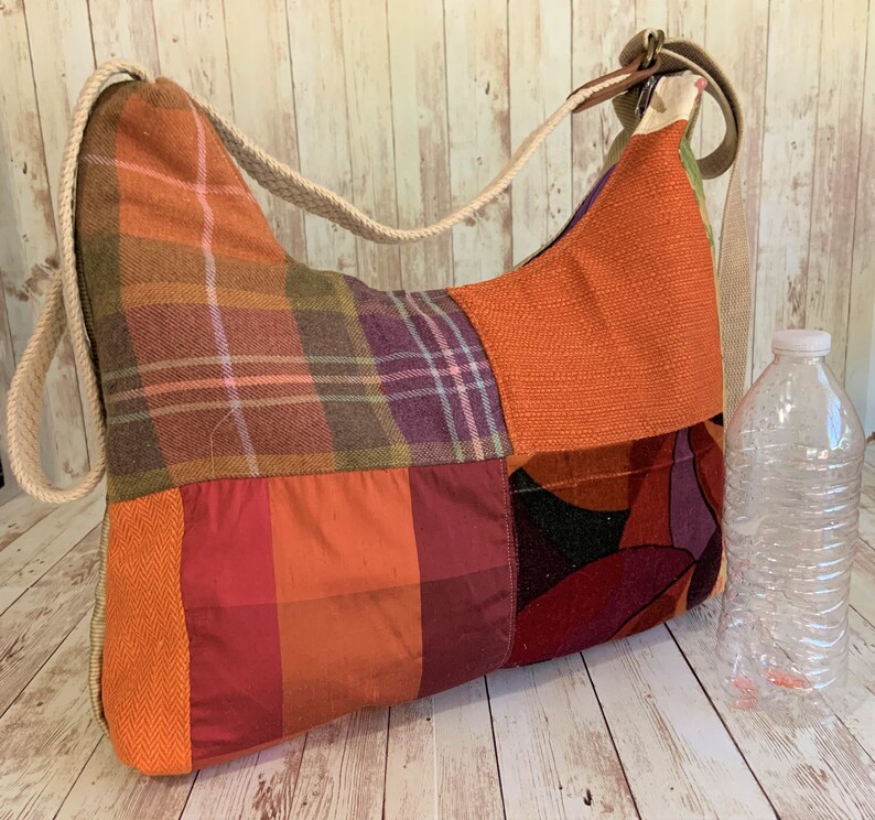 Handmade Patchwork Hobo Crossbody Bag: Recycled Fabric Sling Bag - Etsy