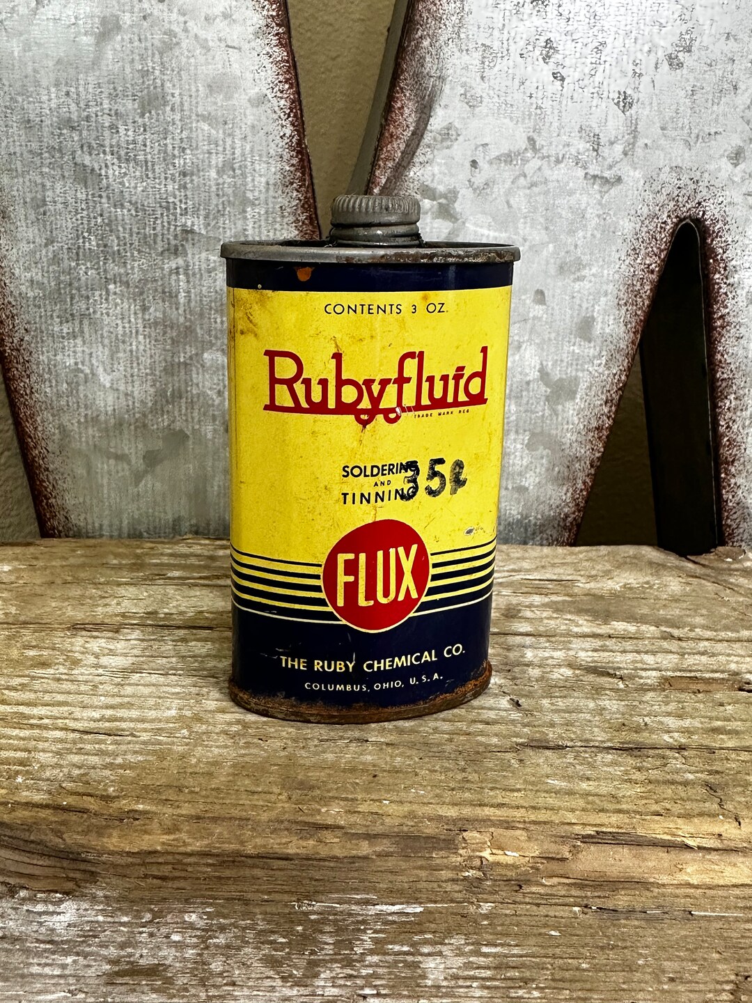 Vintage Rubyfluid Soldering and Tinning Flux Tin the Ruby Chemical Co ...