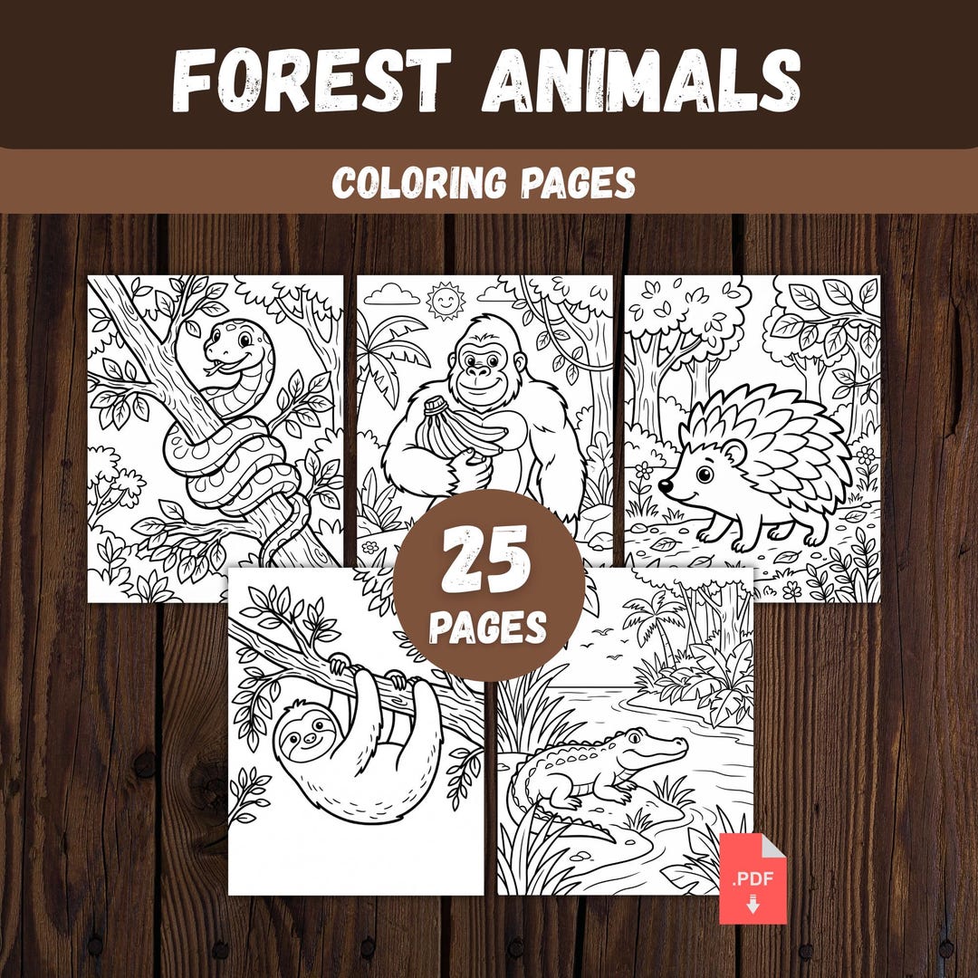 25 Forest Animals Coloring Pages for Kids, Woodland Creatures Activity ...