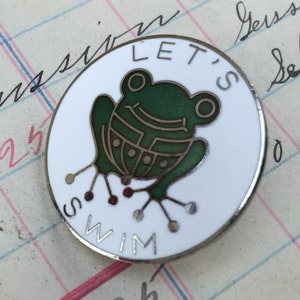 Vintage Lets Swim Enamel Swimming Sport Sport Pin - Kids Swimming Pin ...