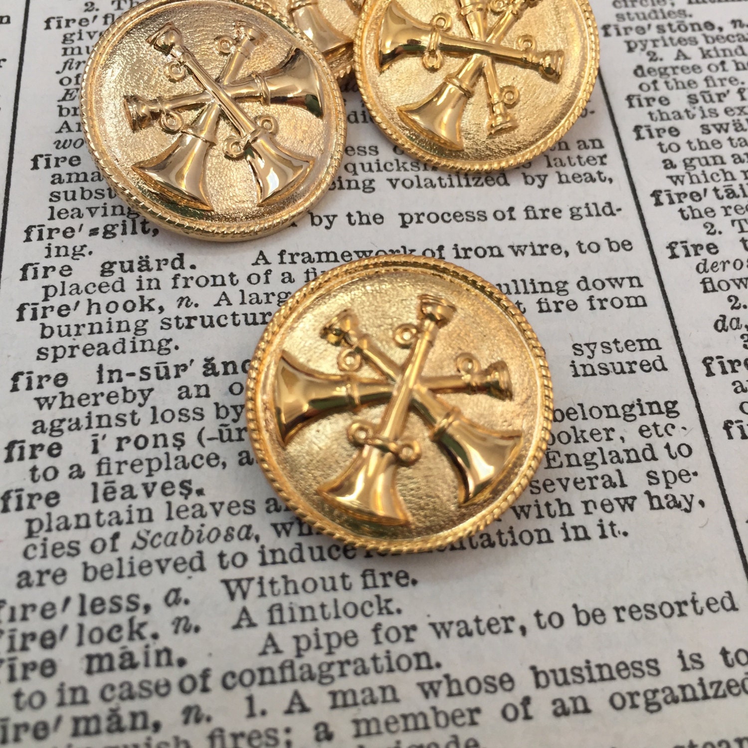 Vintage Fire Department Brass Rank Pin - Uniform collar Pin - Three ...