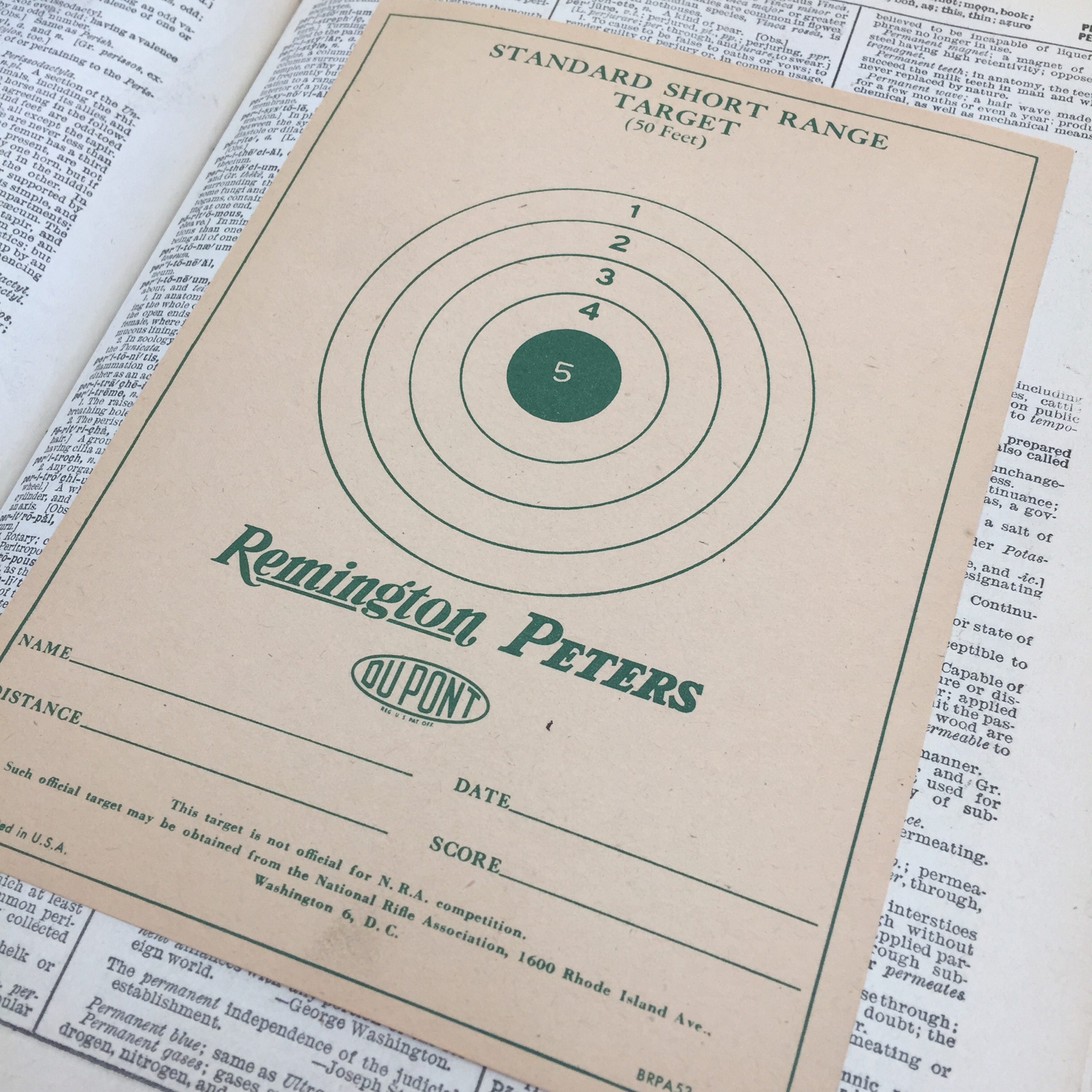 Vintage Remington Bullseye Target - Paper 50 foot Target NRA - Sears ...