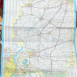 Vintage Paper Map - 1980's Illinois Road Map - Chicago- New Old Stock ...