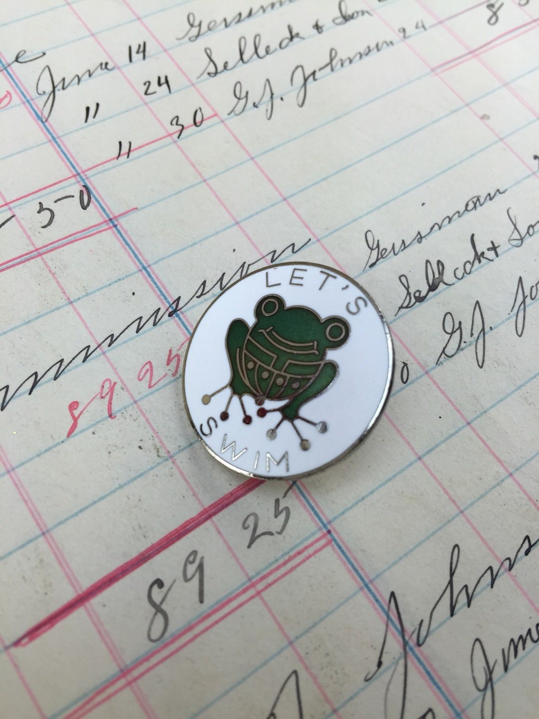 Vintage Lets Swim Enamel Swimming Sport Sport Pin - Kids Swimming Pin ...