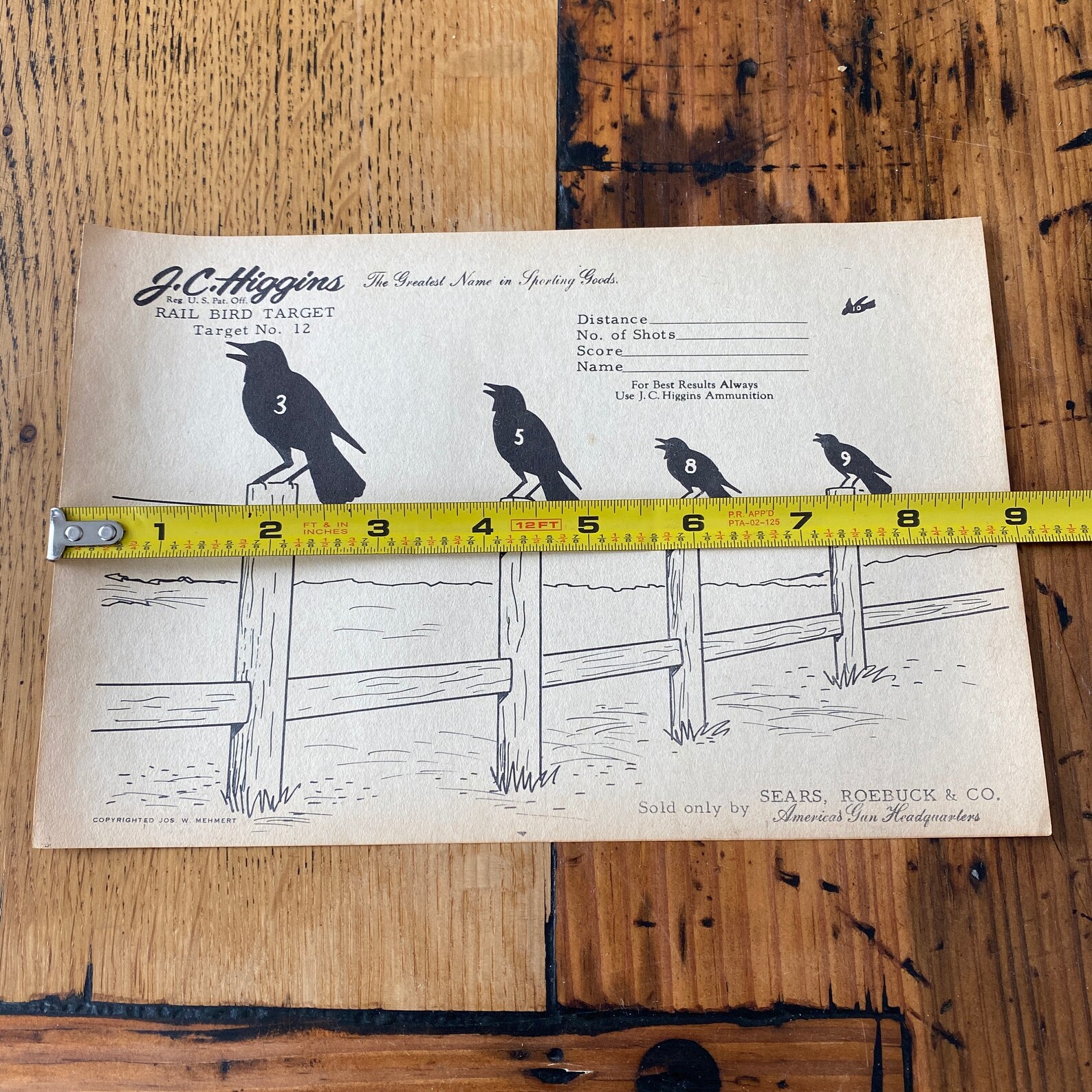 Vintage JC Higgins Rail Bird Target Paper Target No. 12 - Etsy