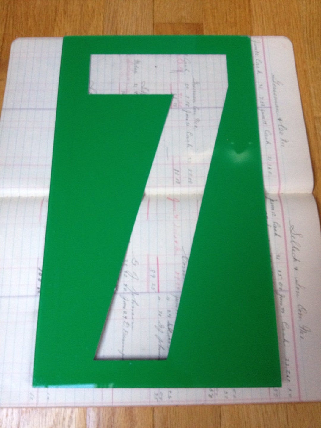 Vintage Green Plastic Number 7 – Plexiglas Number - Gas Station Number ...