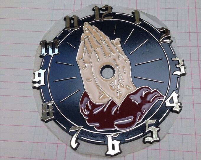 Vintage Plastic Clock Face Praying Hands With Gold Numbers Religious ...