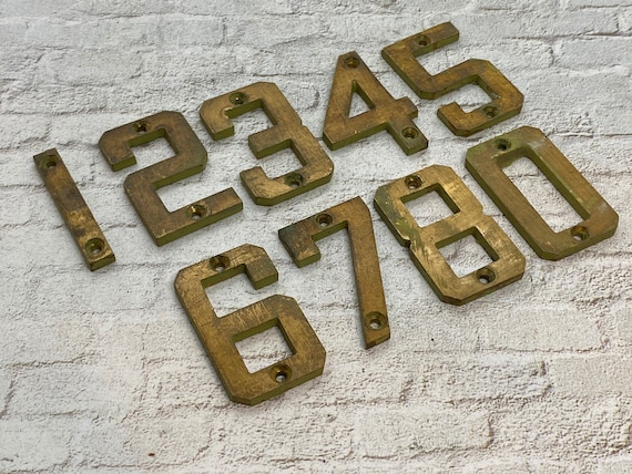 Vintage house numbers your choice brass House Number | Etsy