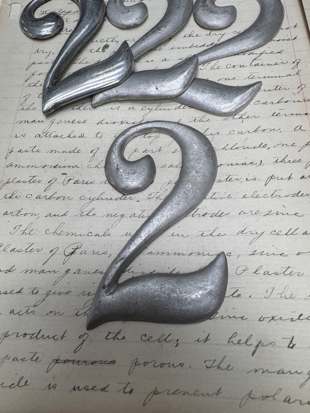 Vintage Silver Metal Number 2 Two – Salvaged Aluminum Address Number ...