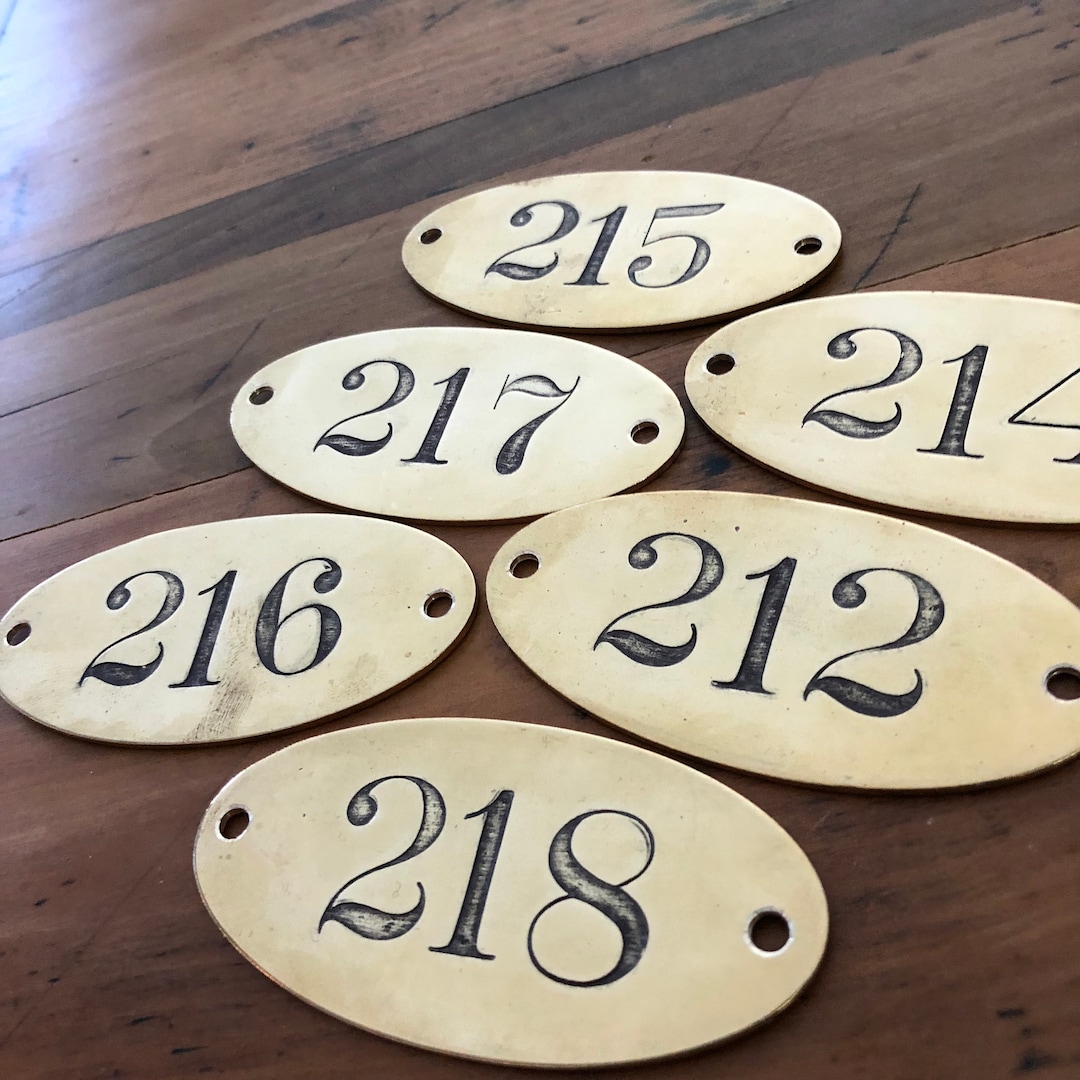 Custom Hand Punched Hotel Room Numbers 3"x1.5" - Oval Locker Number Tag ...