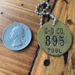 Vintage Numbered Round Brass Tool Tag With Chain - ONE Vintage Tool ...