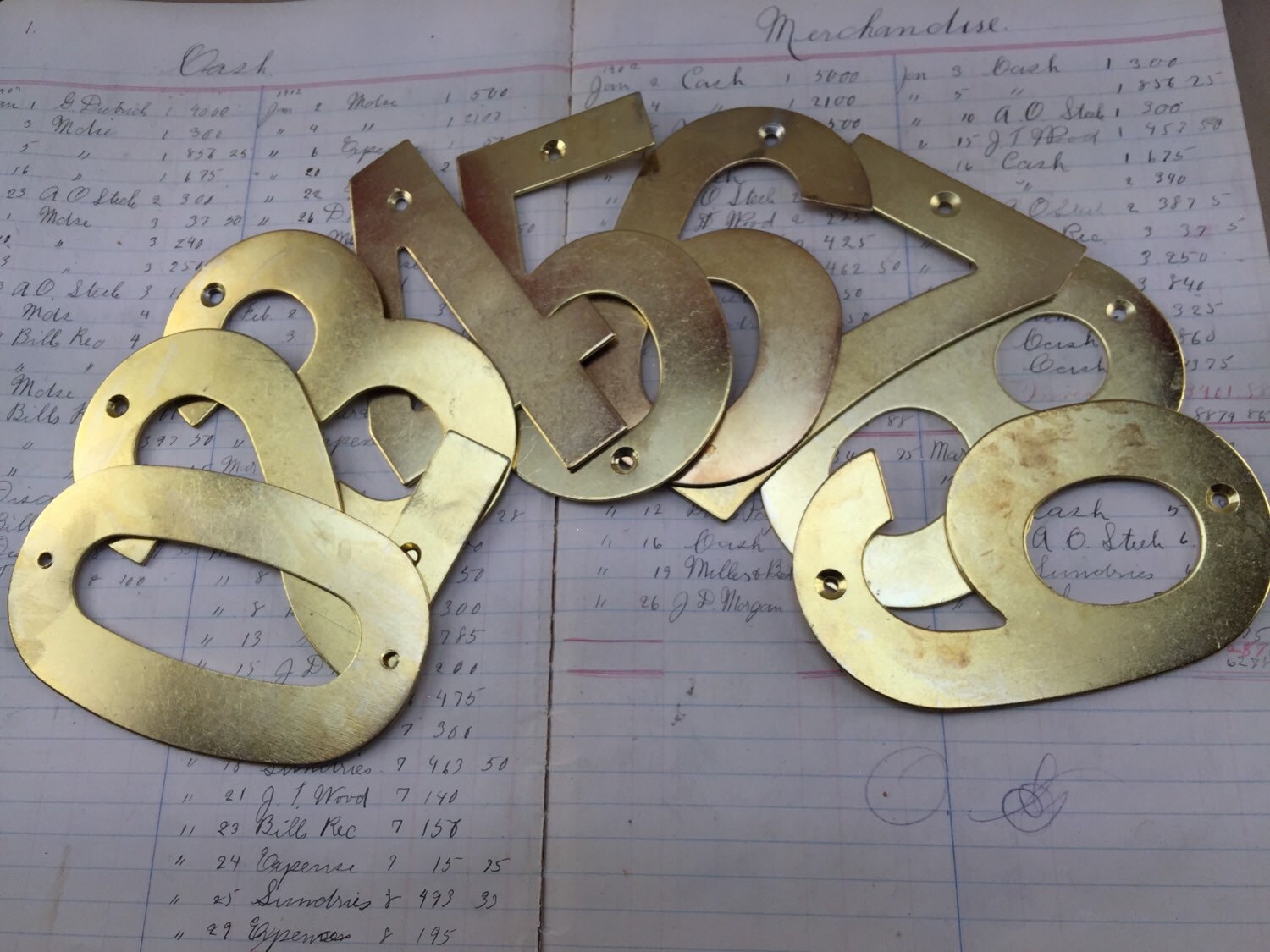 Vintage house numbers - brass House Number - salvaged address Number ...