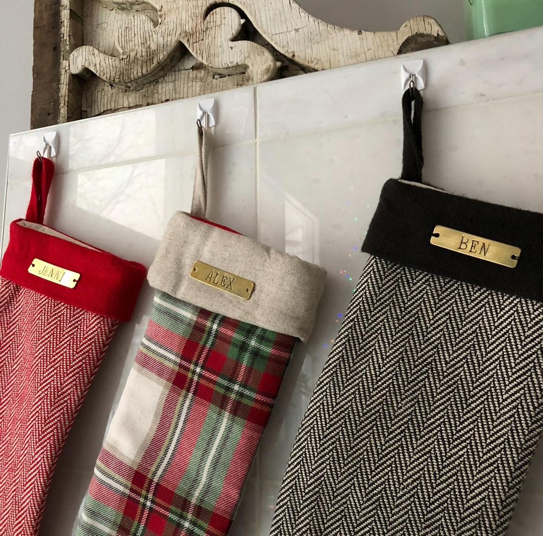 Brass Stocking Tags - Hand Stamped Metal Name Tags - Name Labels ...